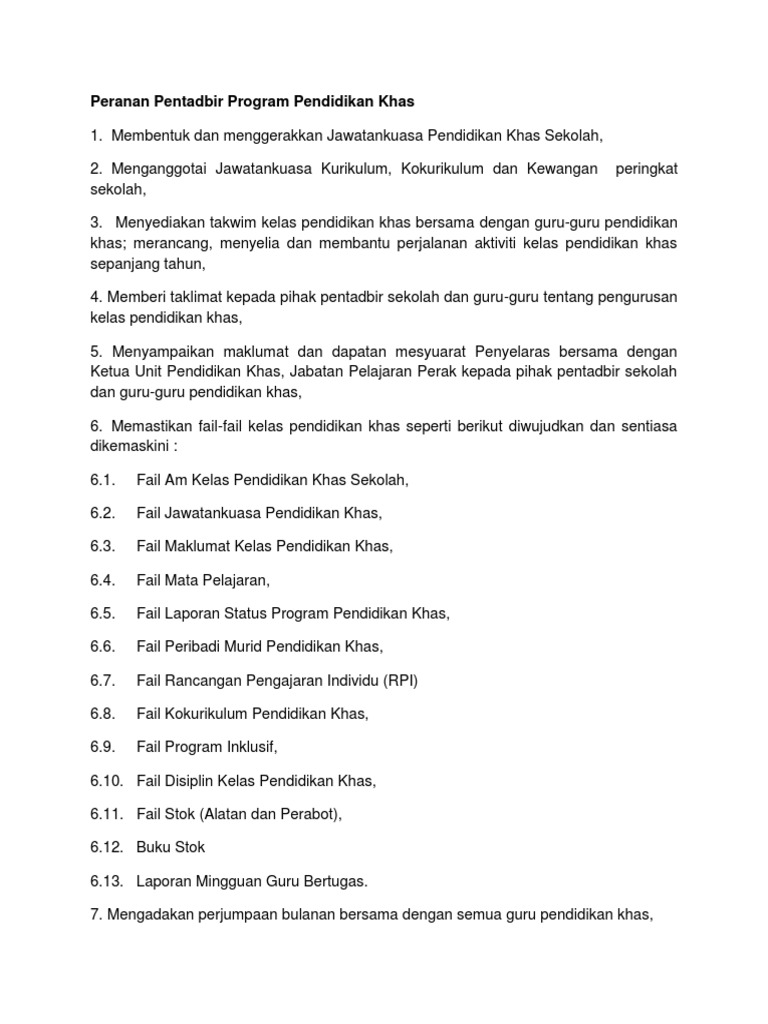 Peranan Pentadbir Program Pendidikan Khas | PDF