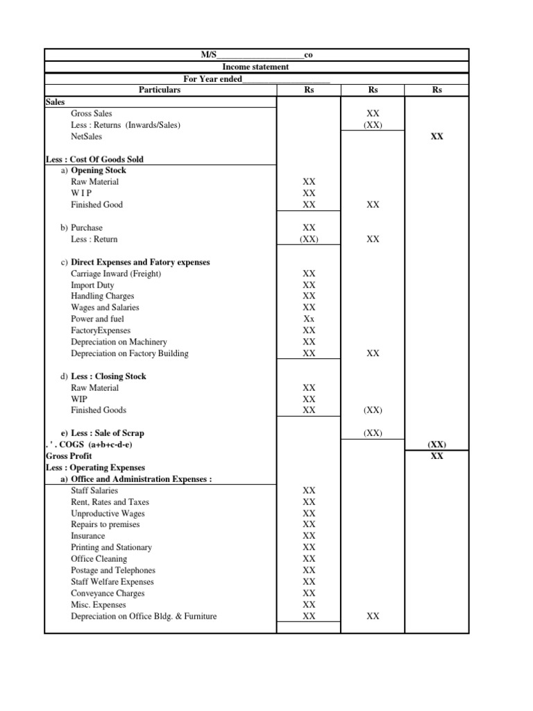 Vetical Financial Statement Format | PDF | Dividend | Expense