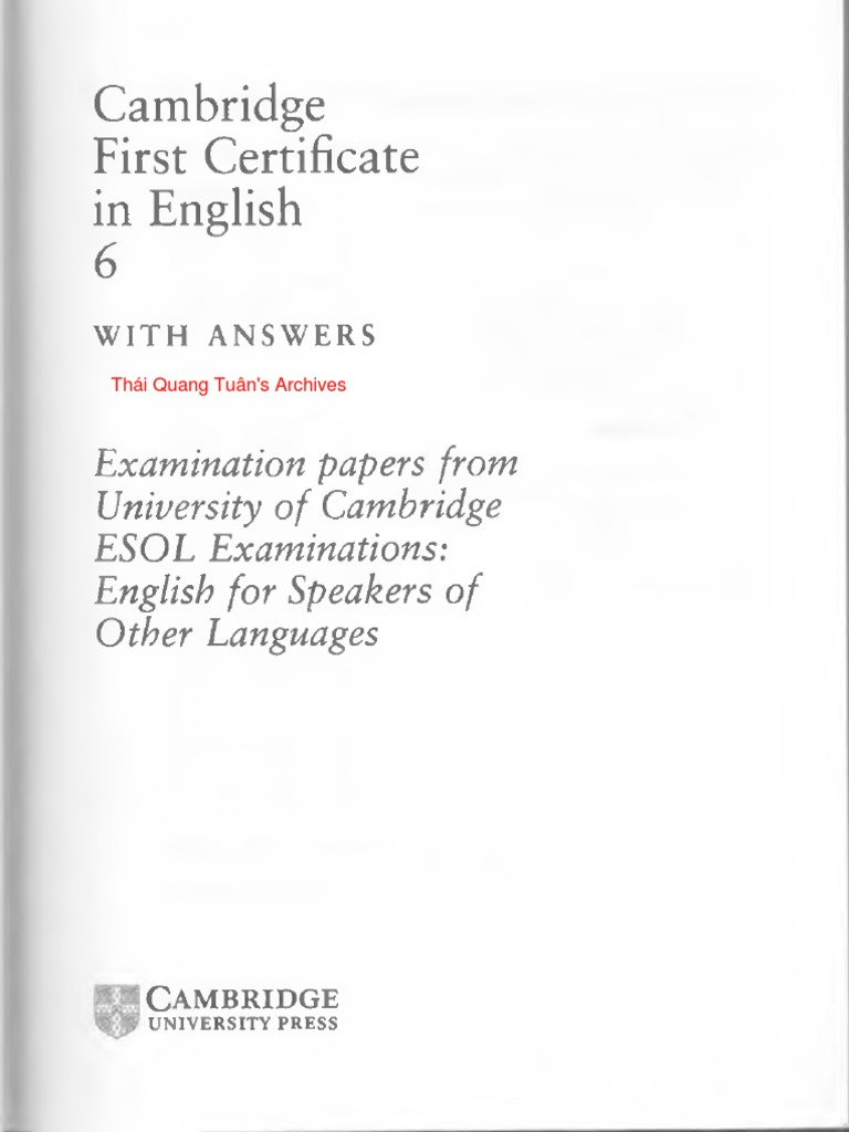 Cambridge First Certificate 6 Answers | PDF