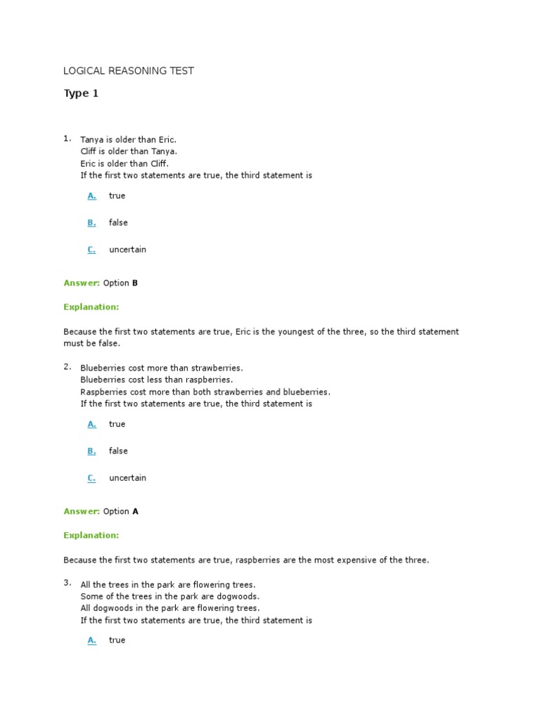 Logical Reasoning Test | PDF | Bran | Cereals