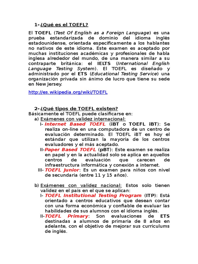 Guía completa sobre el TOEFL iBT: objetivo, estructura, puntajes y cómo ...
