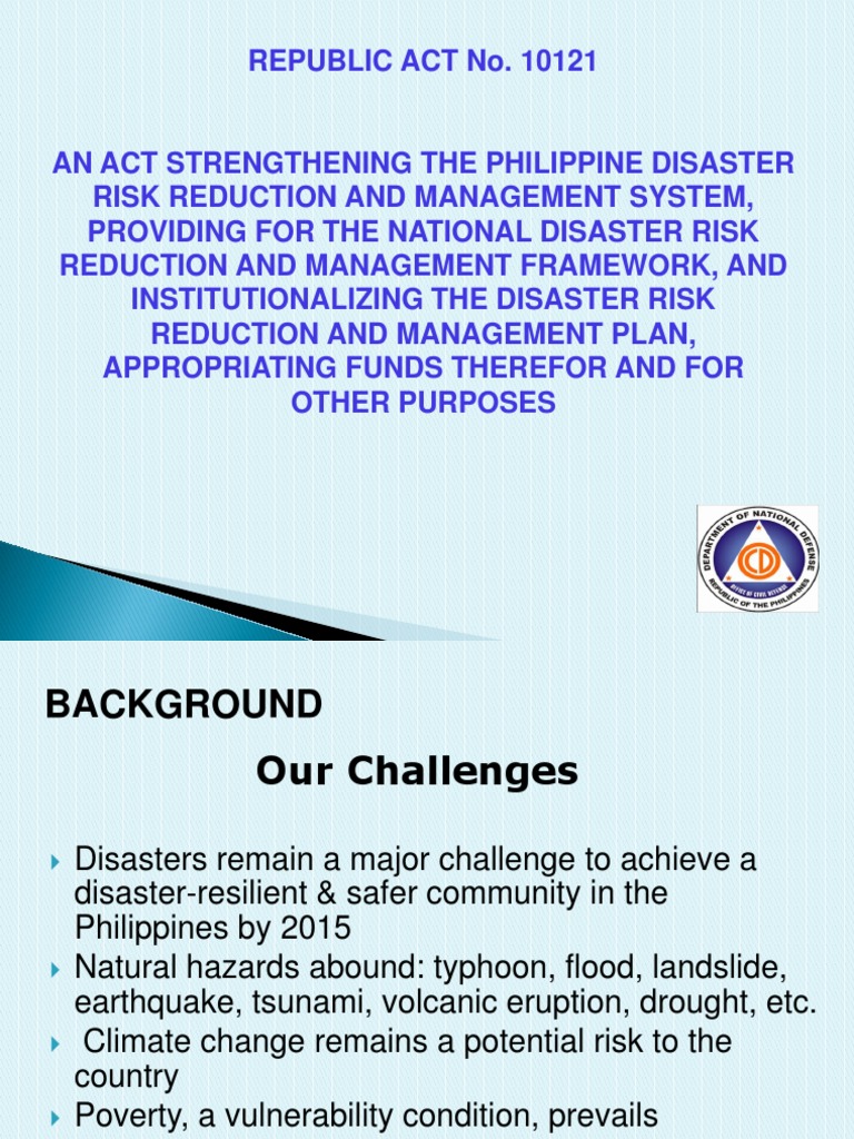 Ra 10121 | PDF | Emergency Management | Disaster Risk Reduction