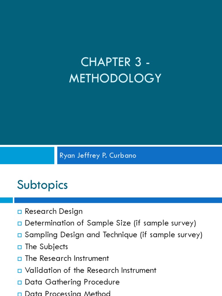 Chapter 3 - Methodology | PDF | Sampling (Statistics) | Survey Methodology