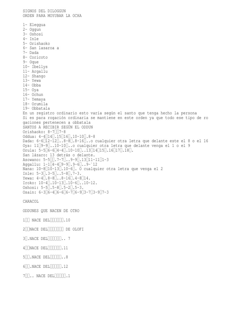 Signos de Osha | PDF | Santeria | Religión y creencia