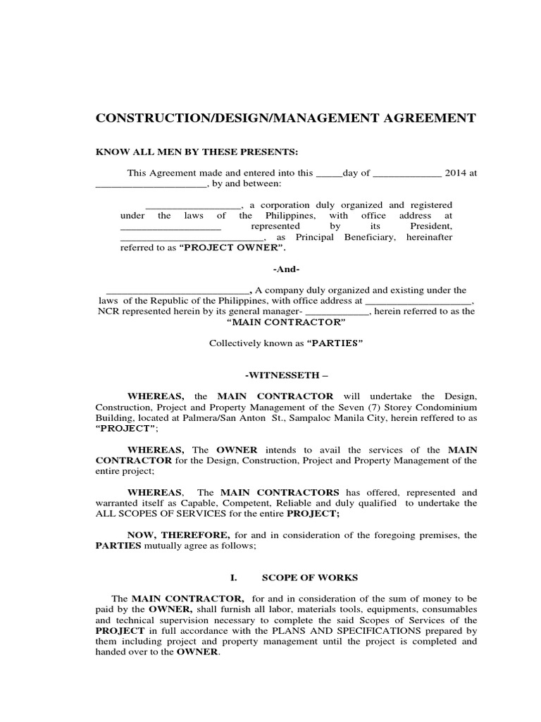 Construction Management Contract | PDF | Bonds (Finance) | Construction ...