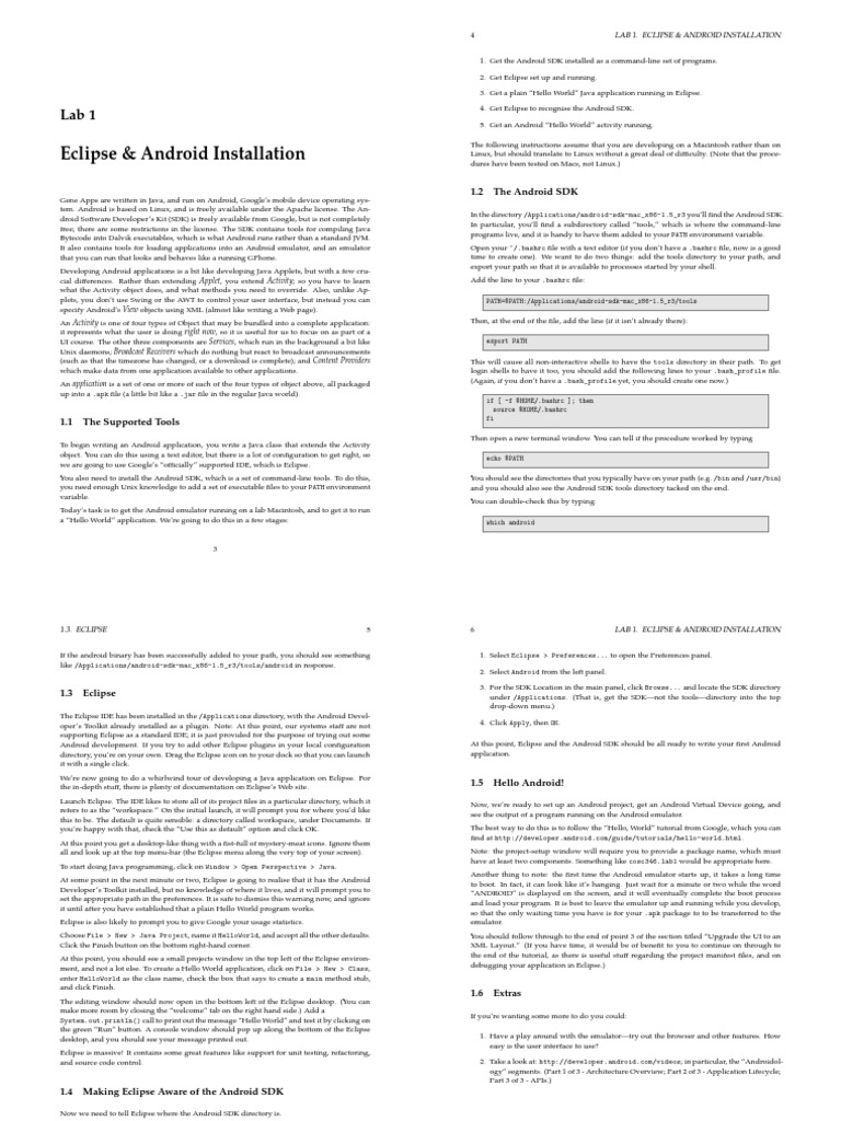 Android and Eclipse Configuration | PDF | Eclipse (Software) | Android (Operating System)