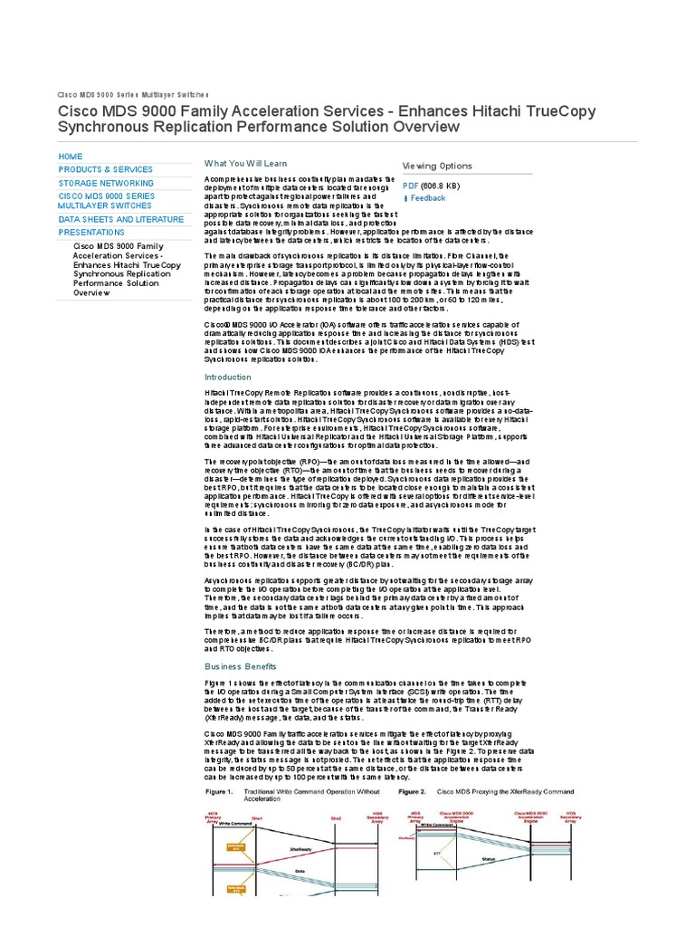 Cisco MDS 9000 Family Acceleration Services - Enhances Hitachi TrueCopy Synchronous Replication ...