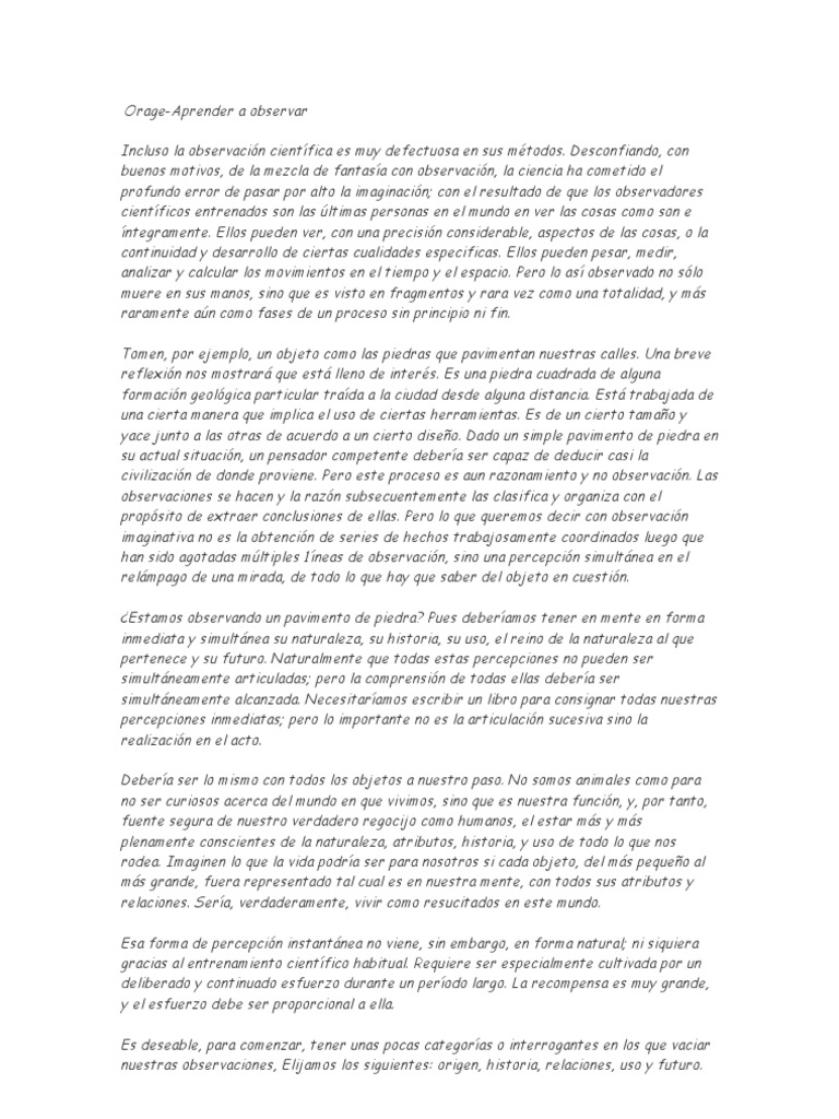 Orage - Aprender A Observar | PDF | Percepción | Science