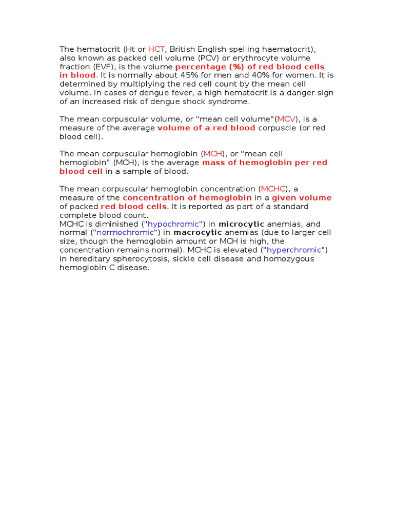 Understanding Hematocrit and Blood Metrics | PDF