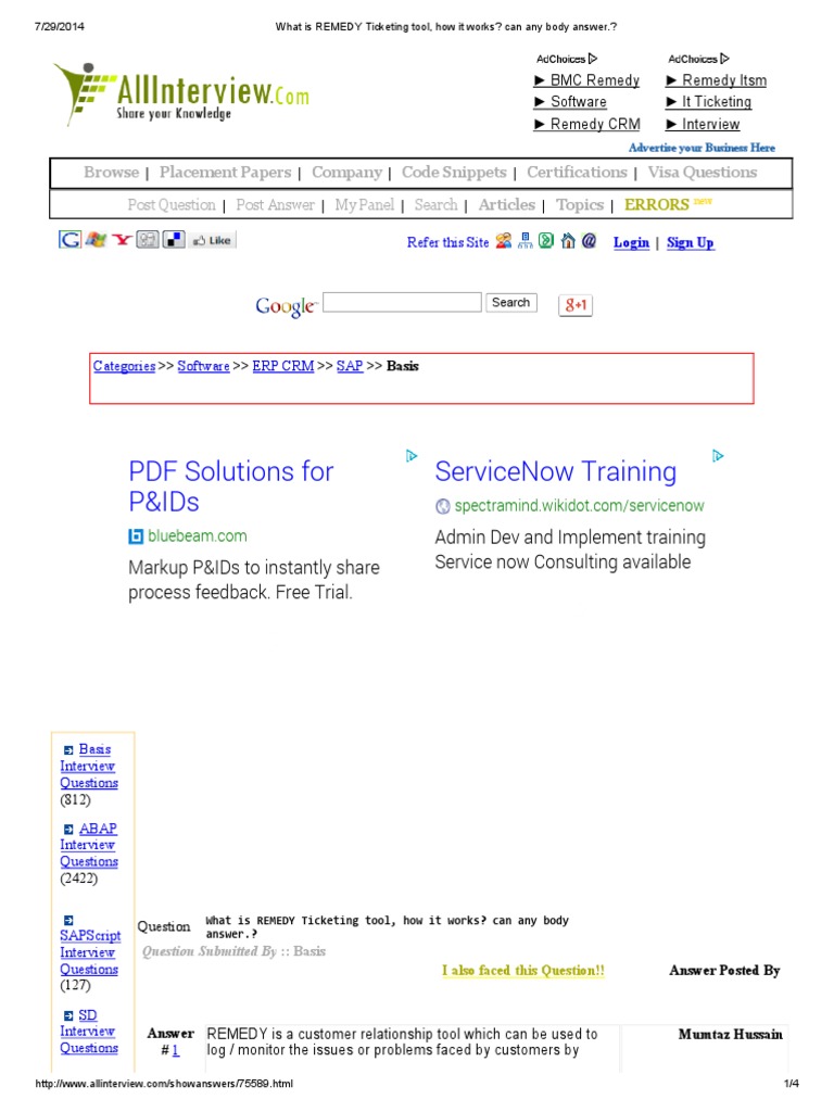 What Is Remedy Ticketing Tool How It Works Can Any Body Answer Pdf Customer Relationship