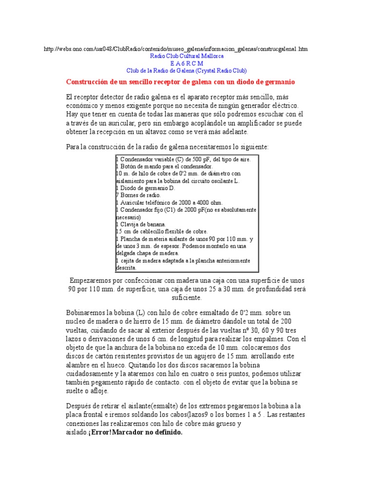 Radio Galena Pdf Antena Radio Inductor