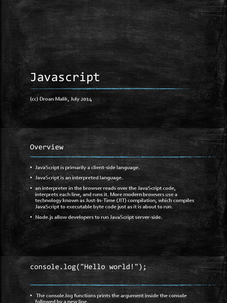Javascript: (CC) Droan Malik, July 2014 | Download Free PDF | Java Script | Command Line Interface