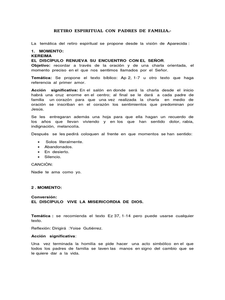 Retiro Espiritual para Padres de Familia | PDF