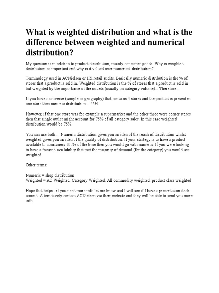 What Is Weighted Distribution and What Is The Difference Between Weighted and Numerical ...