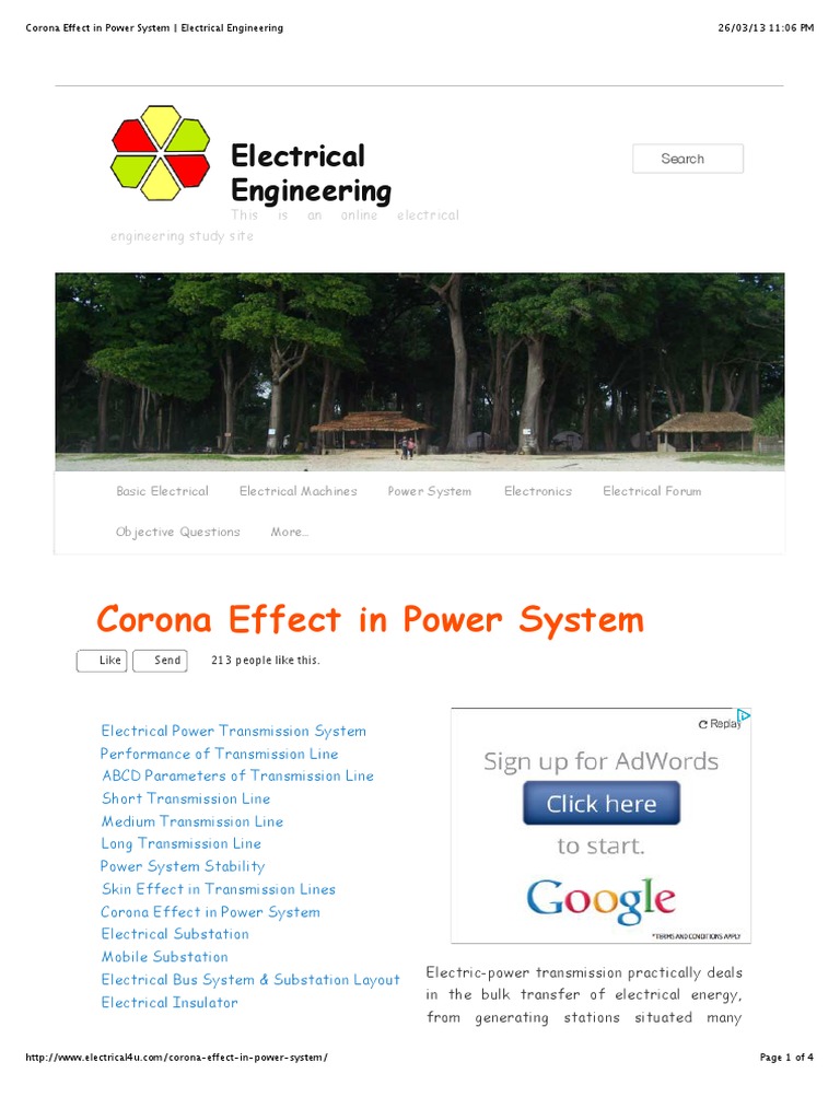 Corona Effect in Power System | Electrical Engineering | Electric Power ...