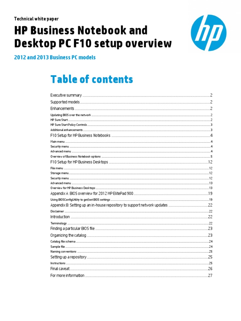 HP PC F10 Setup Overview | PDF | Booting | Bios