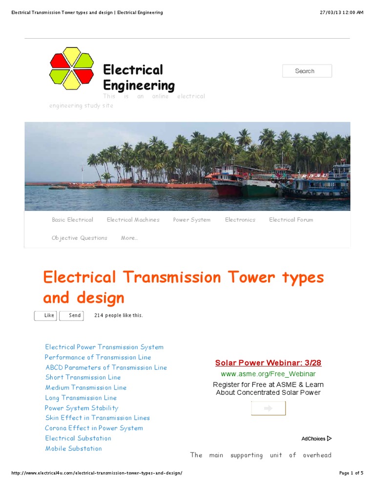 Electrical Transmission Tower Types and Design - Electrical Engineering ...