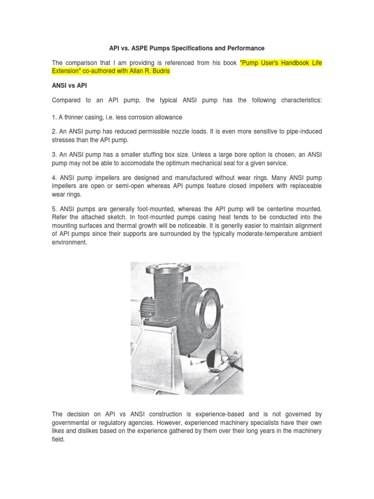Comparación Entre Bombas API y ASME | PDF | Pump | Horsepower