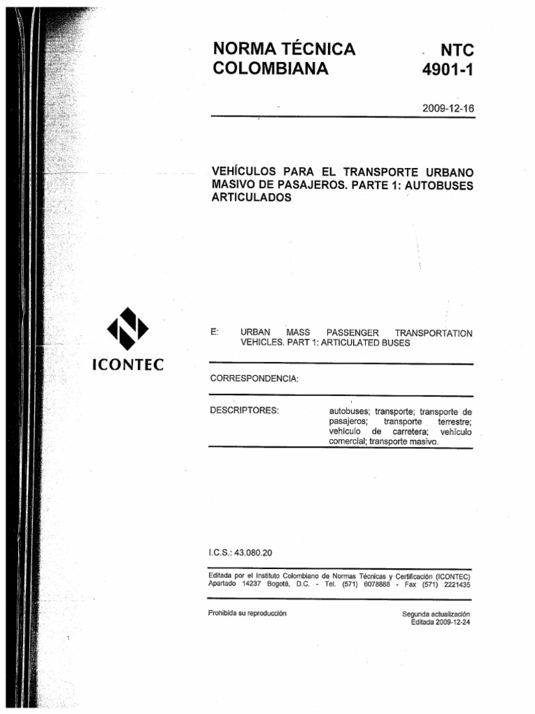 NTC 4901-1 Vehículos para El Transporte Urbano Masivo de Pasajeros ...