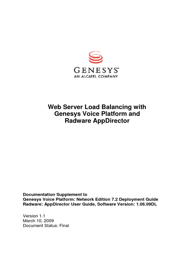 Load Balancing With Genesys Voice Platform and Appdirector | Download Free PDF | Load Balancing ...