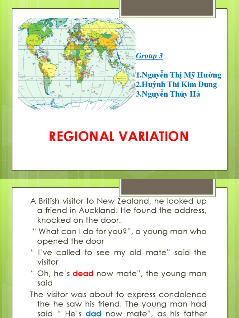Group 3 Regional Variation Revised | PDF | Dialect | Language Varieties ...