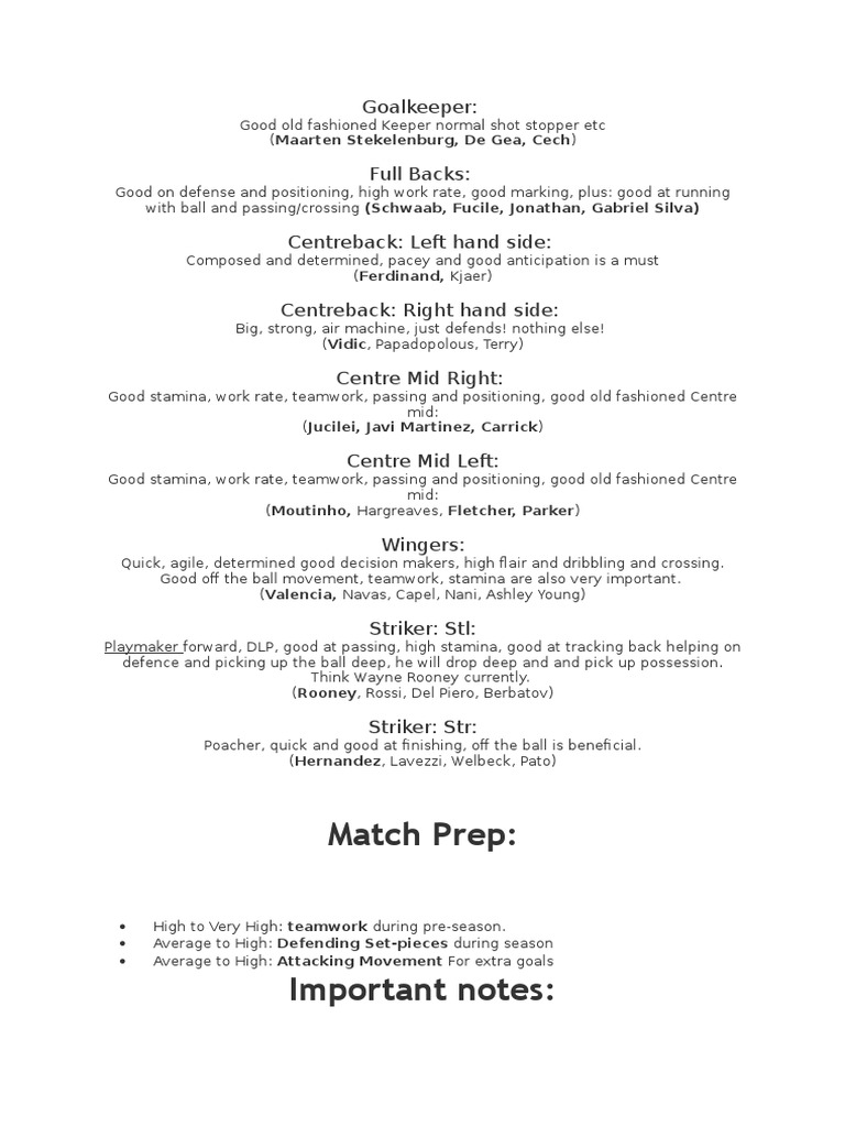 Match Prep:: Goalkeeper | PDF | Positions (Team Sports) | Team Sports