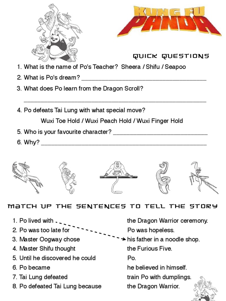 Kung Fu Panda Movie Worksheet | PDF
