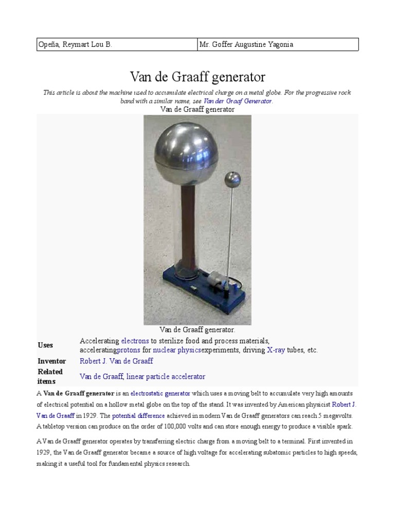 Van de Graff | PDF | Physical Sciences | Experimental Physics