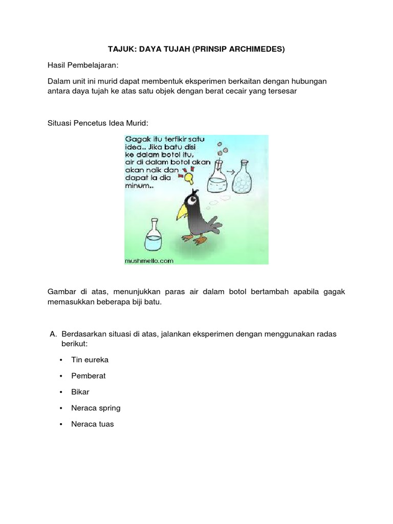 Eksperimen Daya Tujah Archimedes | PDF