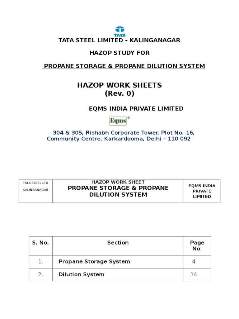 Annexure - 1 - Propane - Hazop Worksheet | PDF | Propane | Oil Tanker