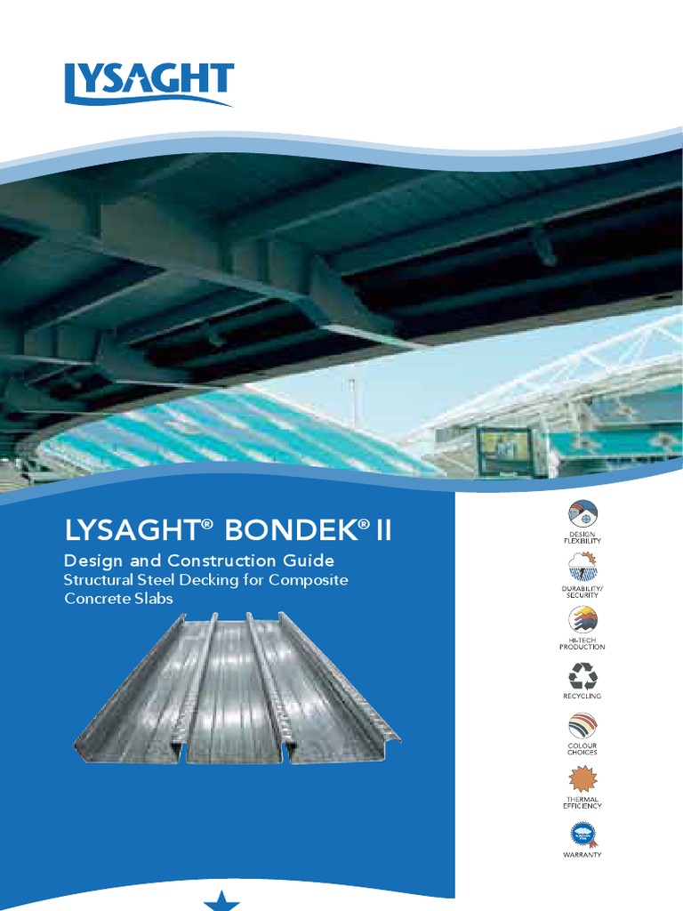 LYSAGHT BONDEK II Design & Constuction Guide | PDF | Steel | Structural ...