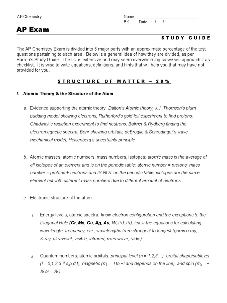 AP Exam Study Guide | PDF | Chemical Polarity | Ion
