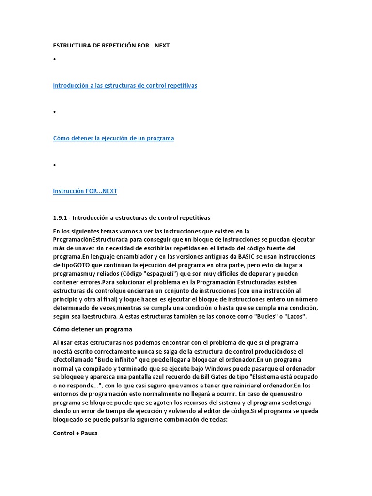 Estructuras de Repetición en Visual Basic | PDF | Programa de ...