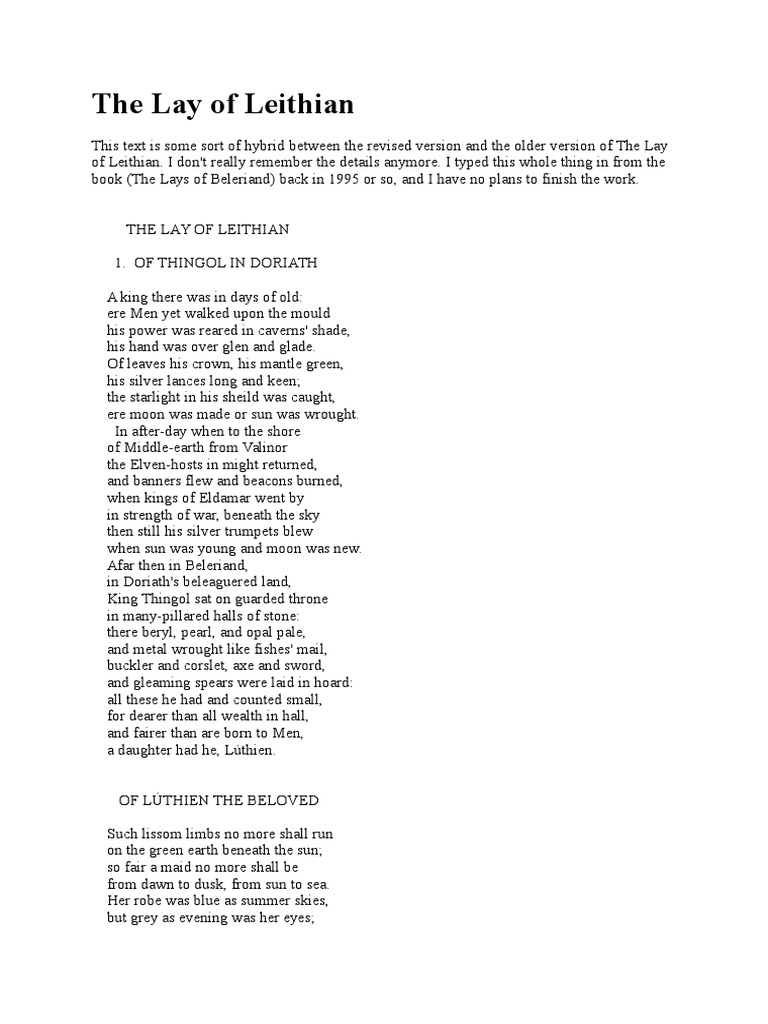 The Lay of Leithian | Download Free PDF | Nature