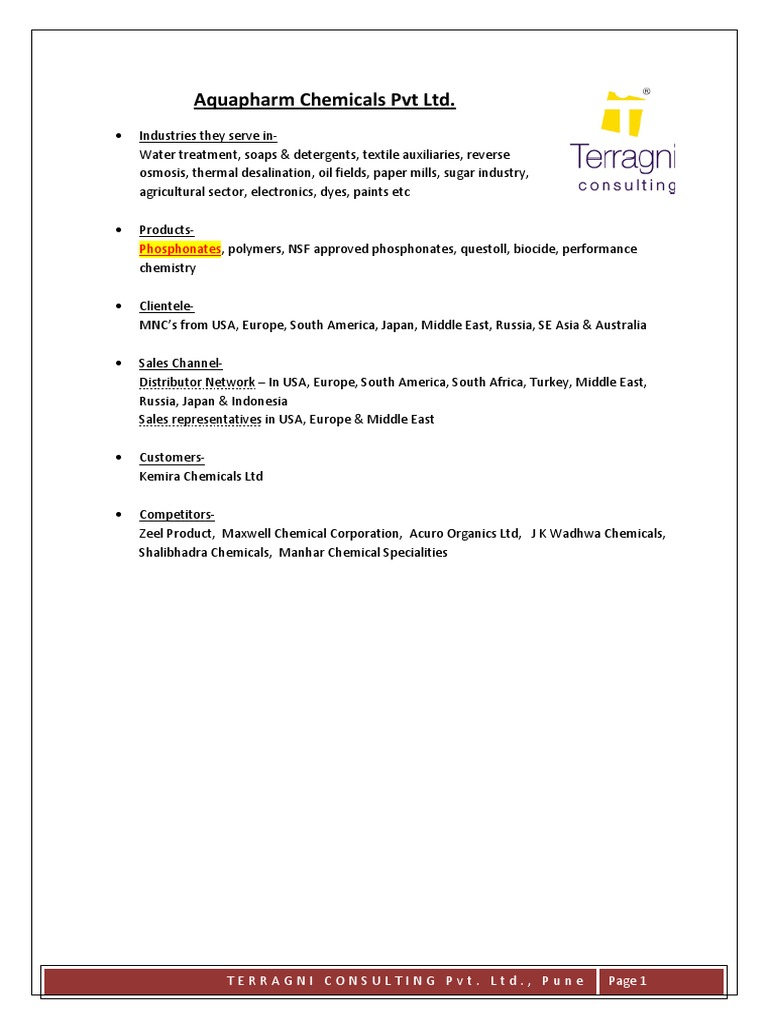 Aquapharm Chemicals PVT LTD.: Phosphonates | PDF