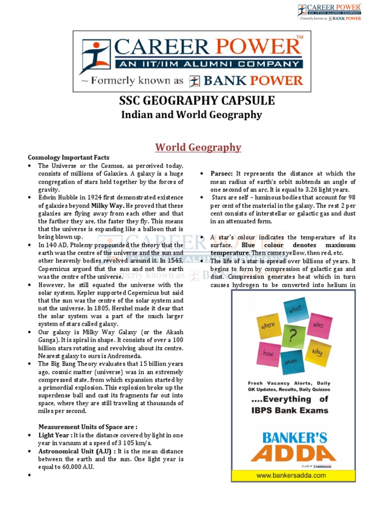 Geography SSC Capsule PDF | PDF | Longitude | Rock (Geology)