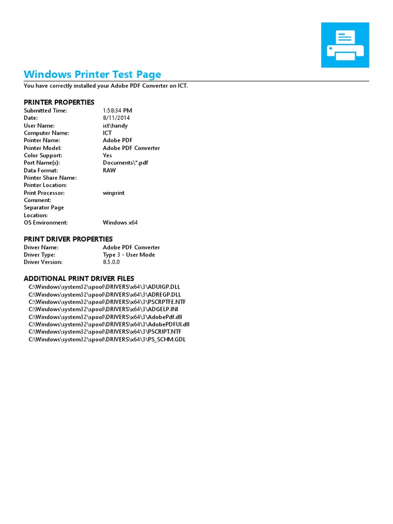 Windows Printer Test Page Details | PDF