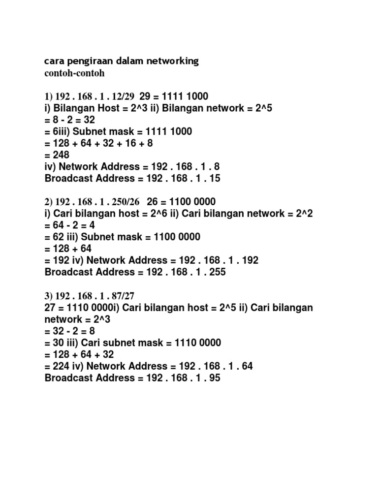 Pengiraan Subnet dan Alamat IP | PDF