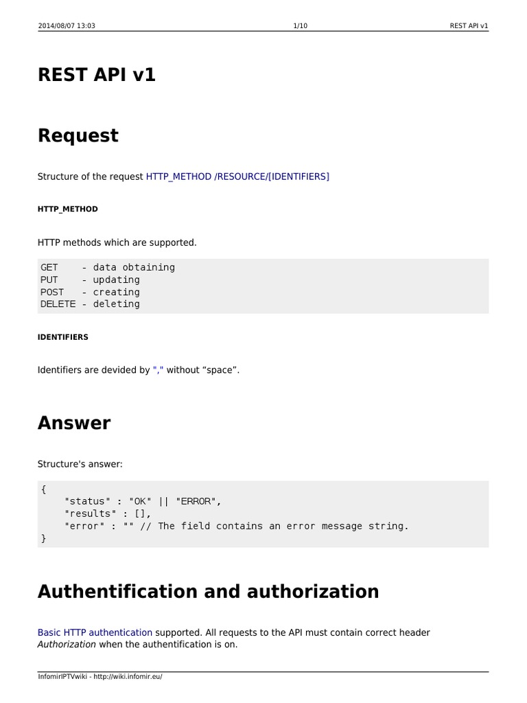 Rest Api v1 | PDF | Hypertext Transfer Protocol | Authentication