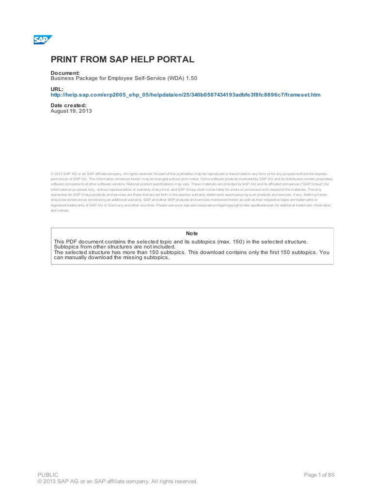 Business Package For Ess (Wda) 1.50 | PDF | Sap Se | Hyperlink