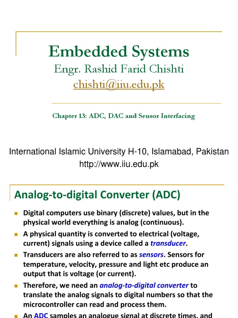 Embedded Systems Chapter 13: ADC, DAC and Sensor Interfacing | PDF | Analogue Electronics ...