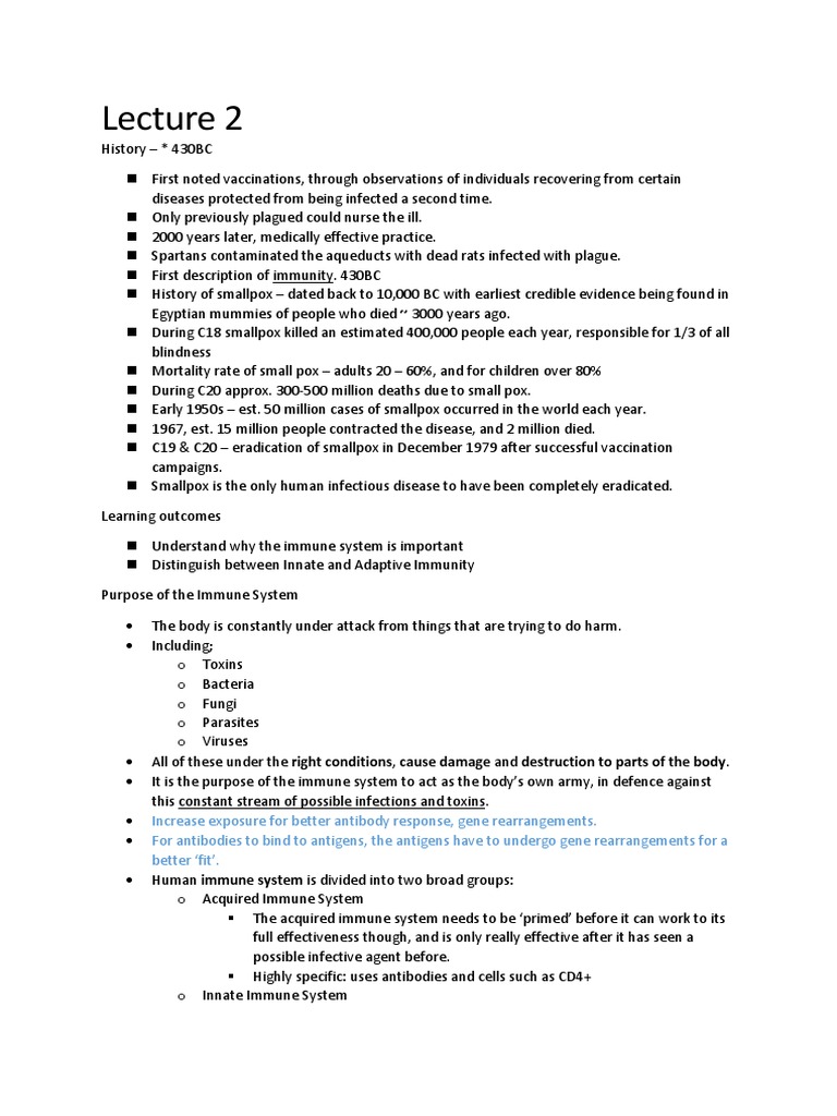 Lecture 2 Pdf Innate Immune System Immune System