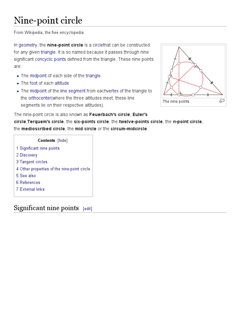 Nine-Point Circle | PDF | Triangle | Euclidean Geometry