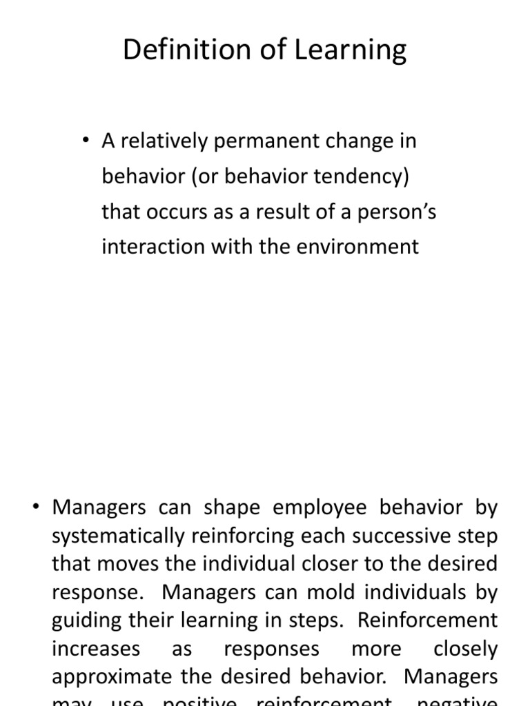 Definition of Learning | PDF | Reinforcement | Behaviorism