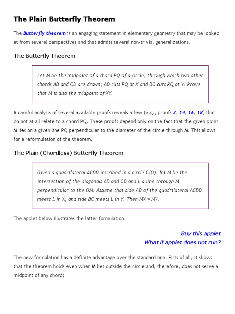 The Plain Butterfly Theorem | PDF | Perpendicular | Elementary Geometry