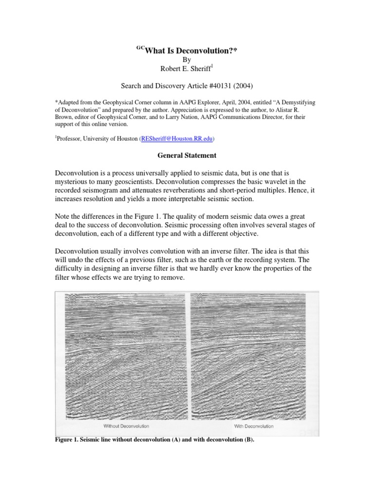 What Is Deconvolution Explained | PDF | Reflection Seismology | Wavelet