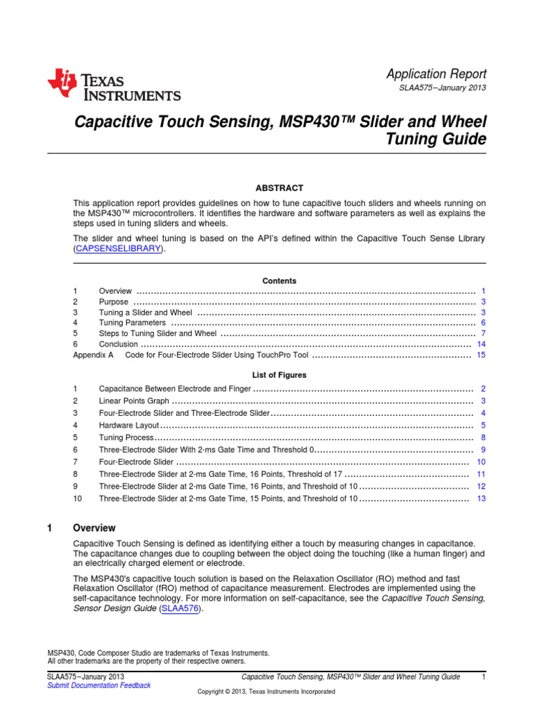 Capacitive Touch Sensing MSP430 Slider and Wheel Tuning Guide | PDF ...