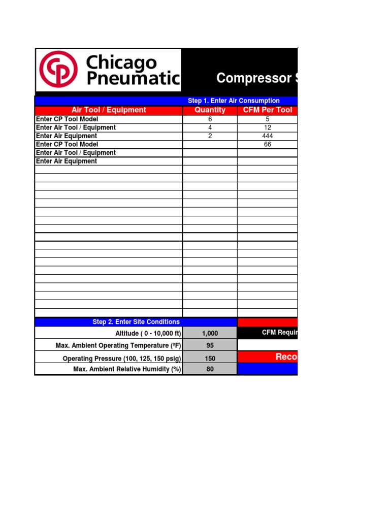 Air Compressor Sizing Calculator Guide | PDF