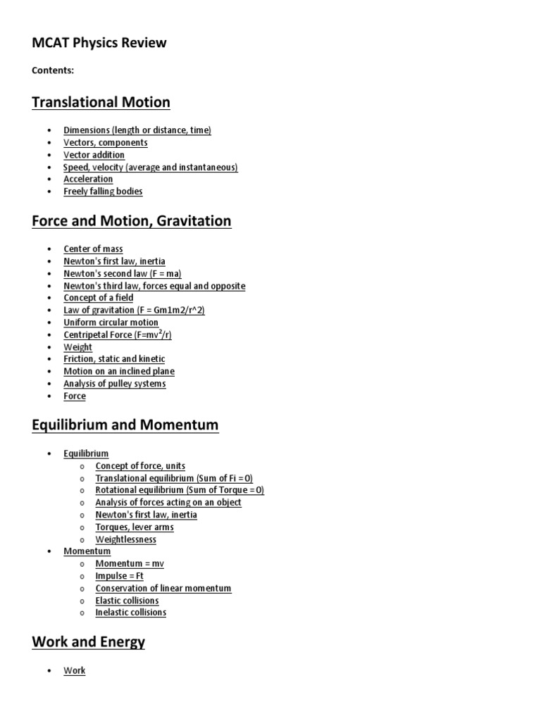 MCAT Physics: Motion and Forces | PDF | Acceleration | Waves