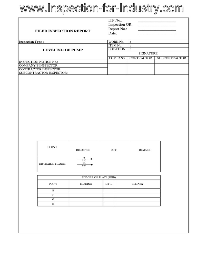Pump Alignment Inspection Report | PDF